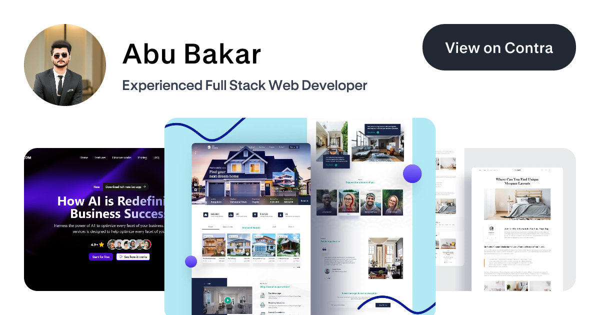 Abu Bakar on Contra | Experienced Full Stack Web Developer