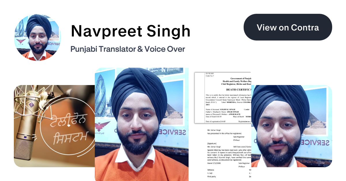Navpreet Singh on Contra | Punjabi Translator & Voice Over