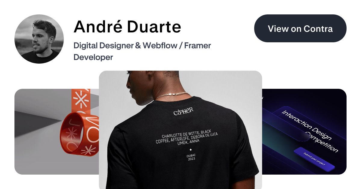 André Duarte on Contra | Digital designer & Webflow Expert