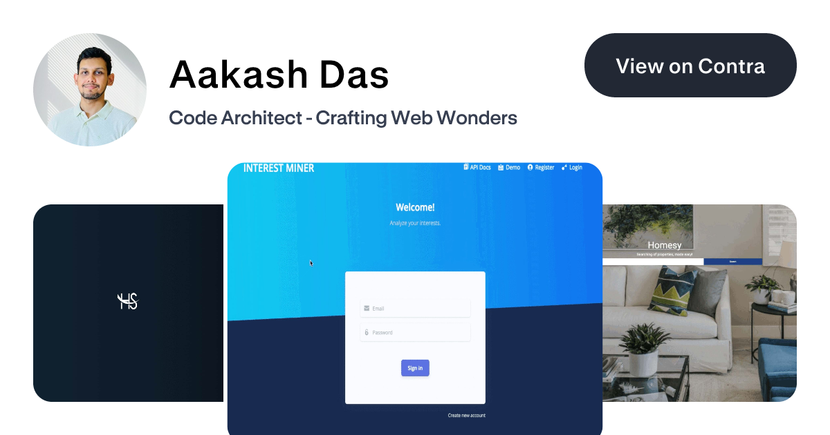 Aakash Das on Contra | Code Architect - Crafting Web Wonders