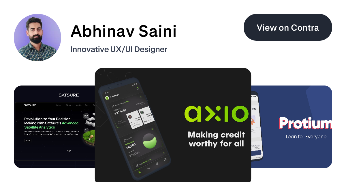 Abhinav Saini on Contra | Innovative UX/UI Designer