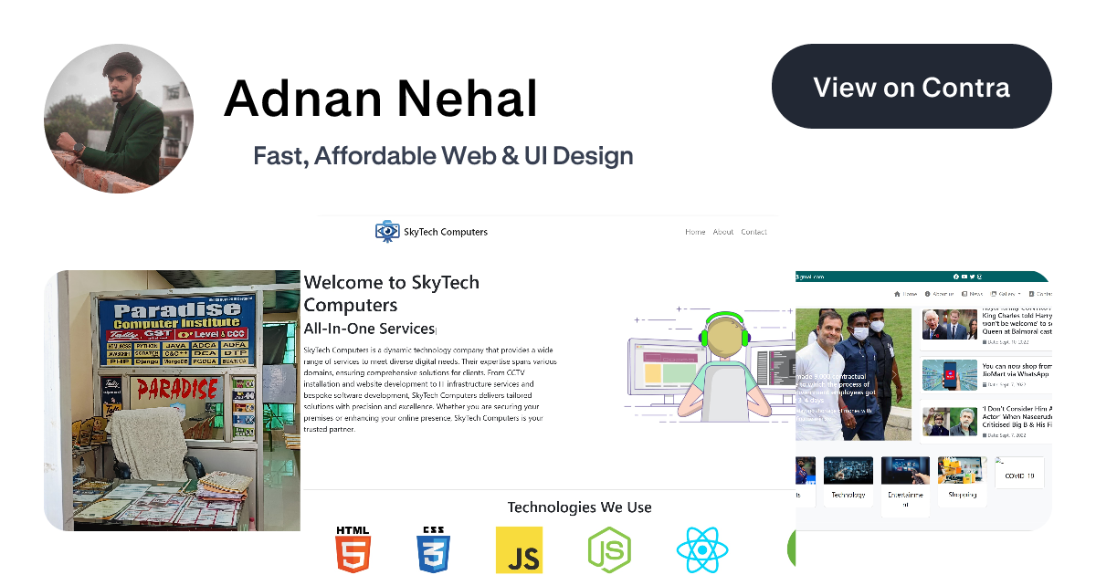 Adnan Nehal on Contra | Fast, Affordable Web & UI Design