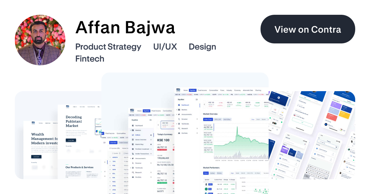 Affan Bajwa on Contra | Senior UI/UX & Product Designer
