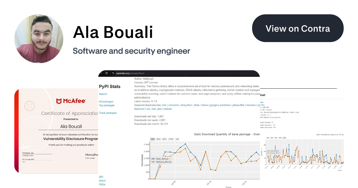 Ala Bouali on Contra | Software and security engineer