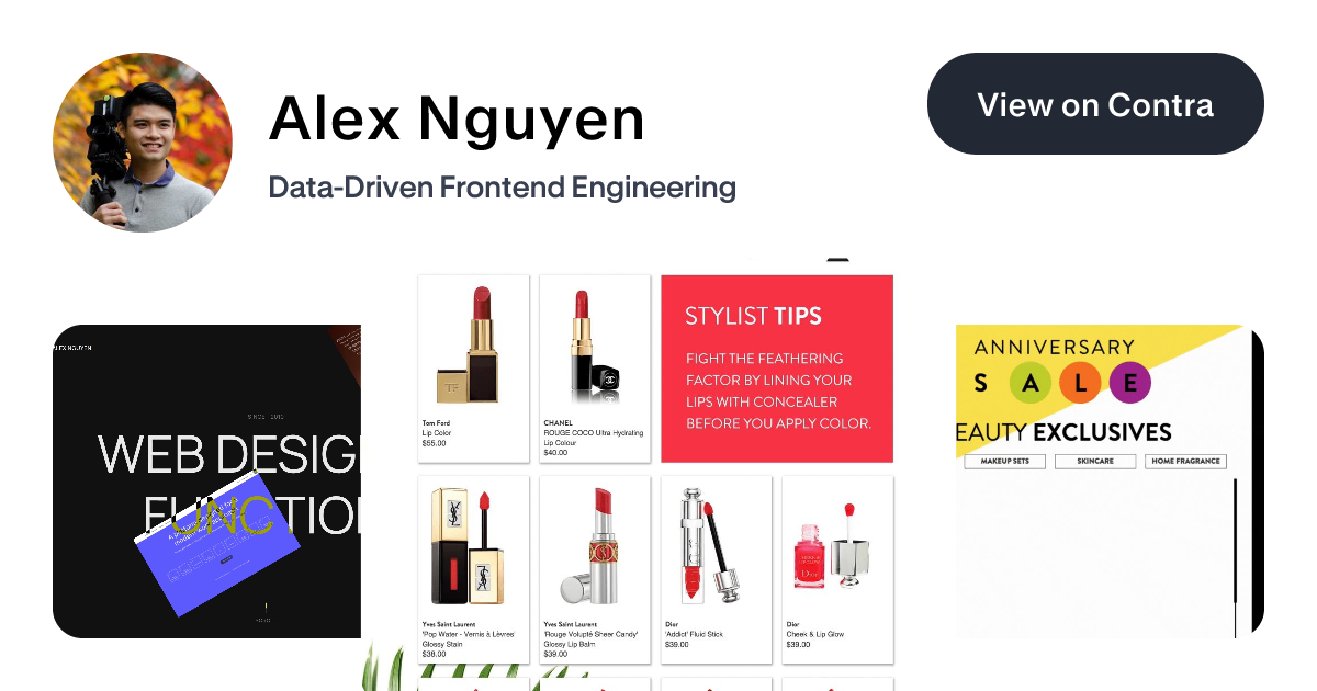 Alex Nguyen on Contra | Data-Driven Frontend Engineering