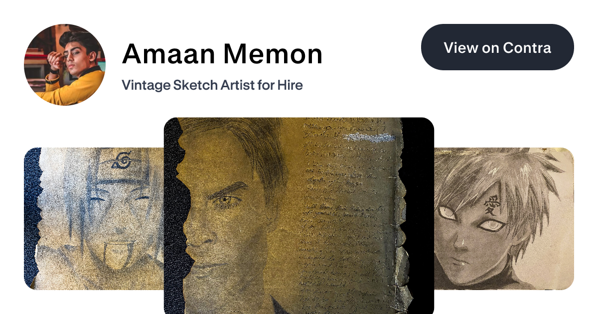 Amaan Memon on Contra | Vintage Sketch Artist for Hire