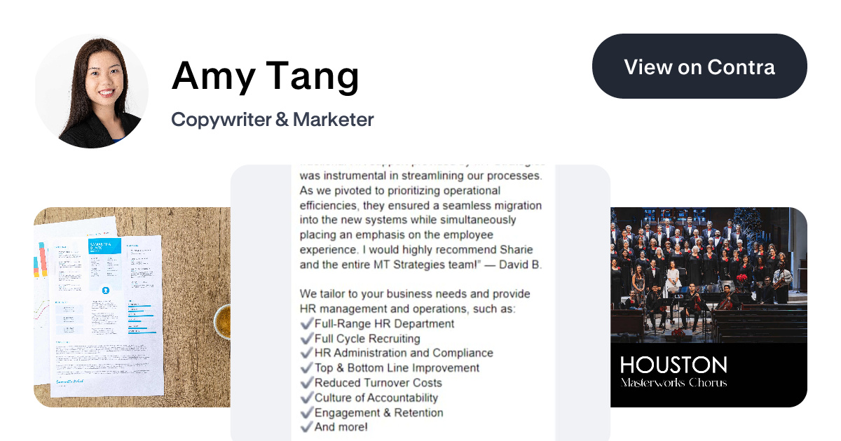 Amy Tang on Contra | Copywriter & Marketer