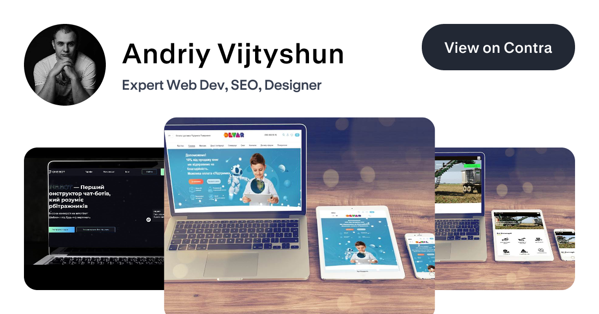 Andriy Vijtyshun on Contra | Expert Web Dev, SEO, Designer