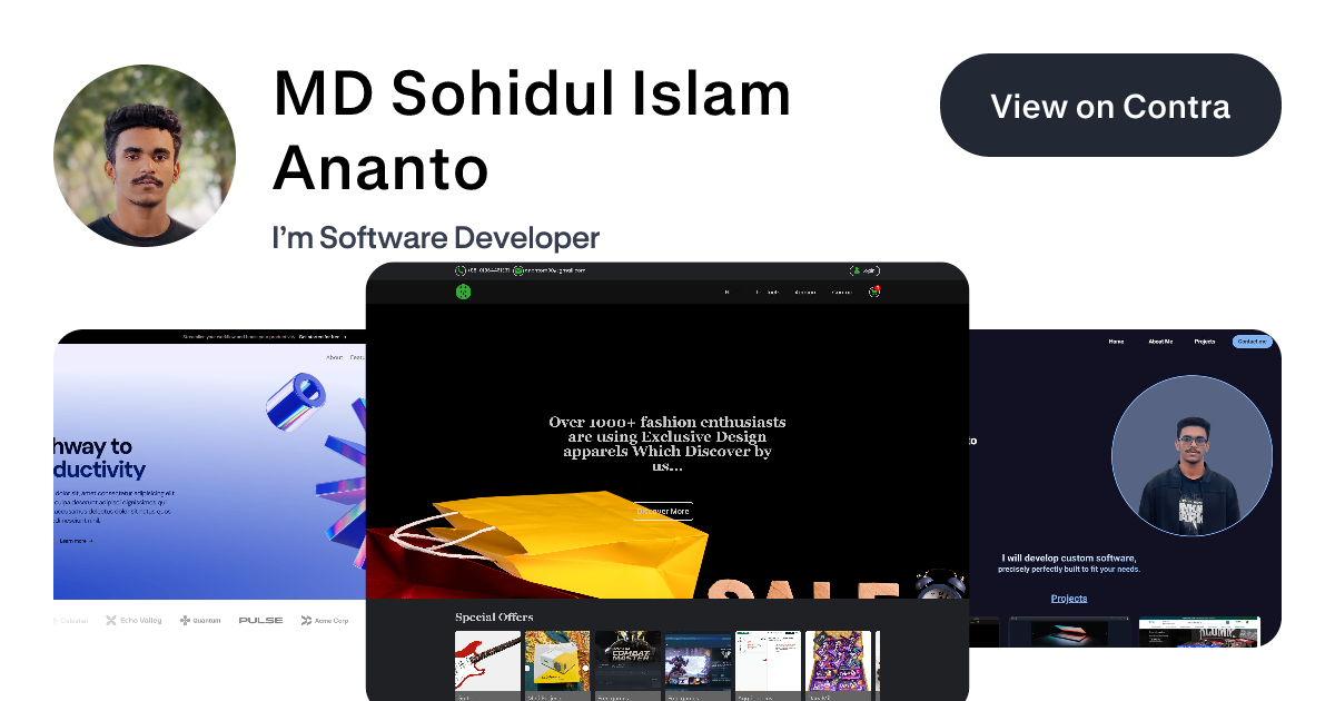 MD Sohidul Islam Ananto on Contra | I’m Software Developer