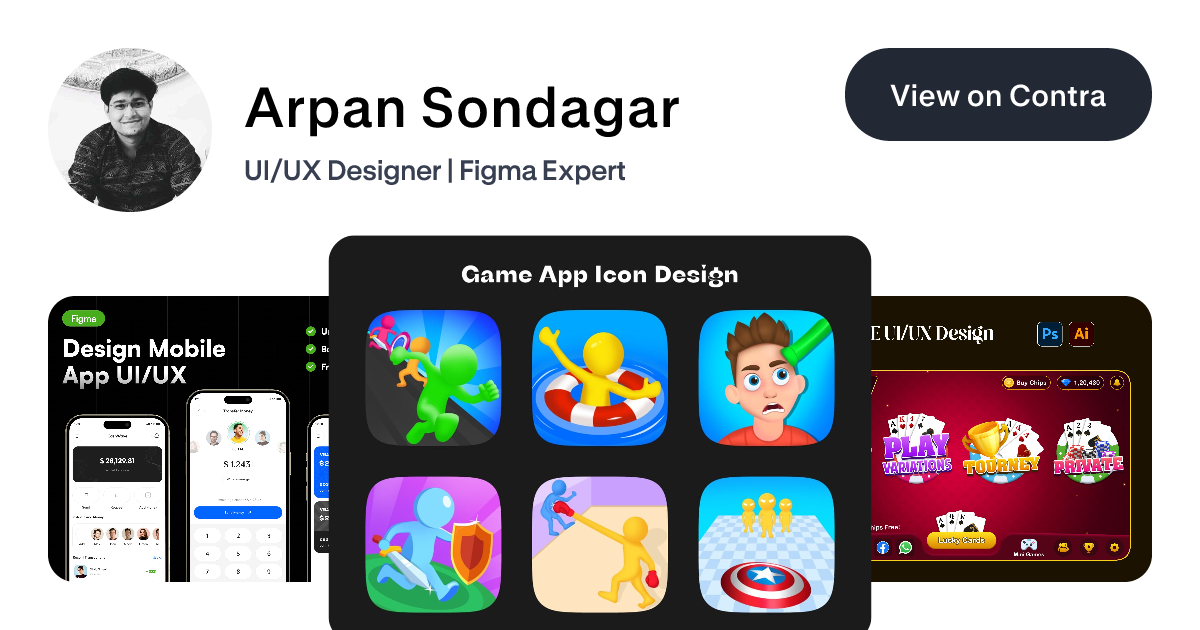 Arpan Sondagar on Contra | UI/UX Designer | Figma Expert