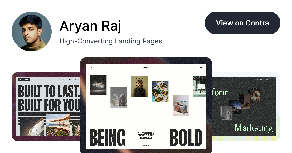 Aryan Raj On Contra High Converting Landing Pages