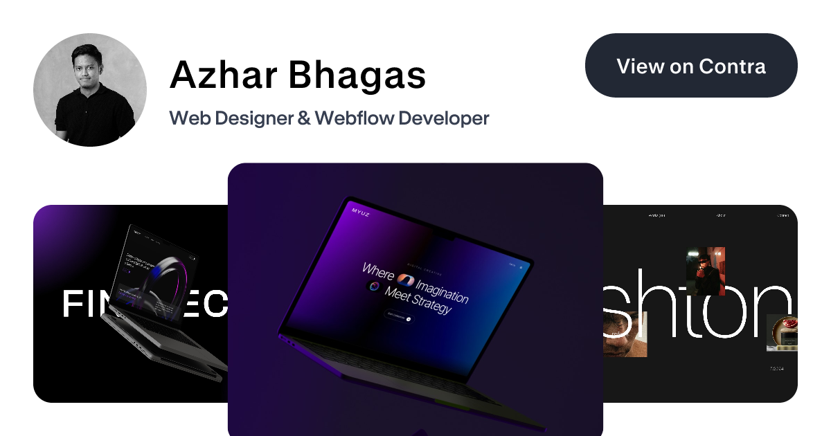 Azhar Bhagas on Contra | Web Designer & Webflow Developer