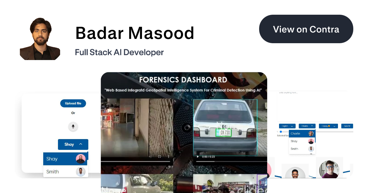 Badar Masood on Contra | Full Stack AI Developer