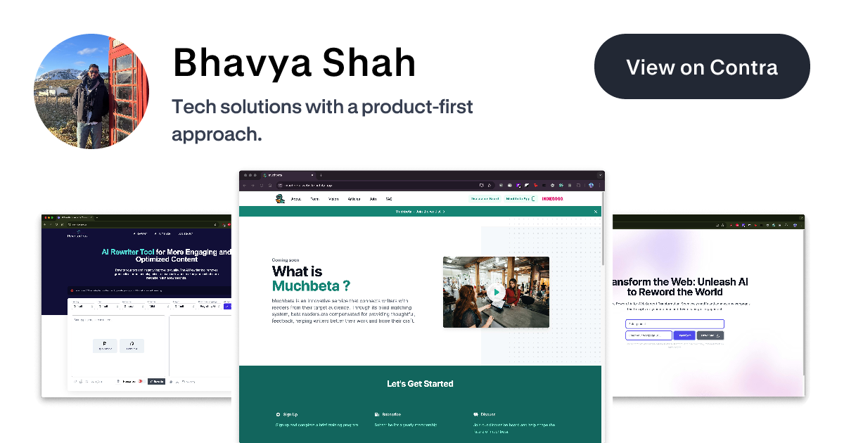 Bhavya Shah on Contra