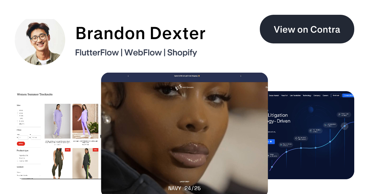 Brandon Dexter on Contra | FlutterFlow | WebFlow | Shopify