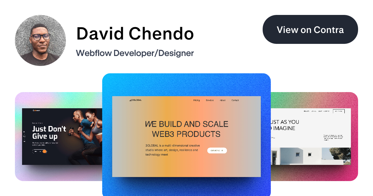 David Chendo on Contra | Webflow Developer/Designer