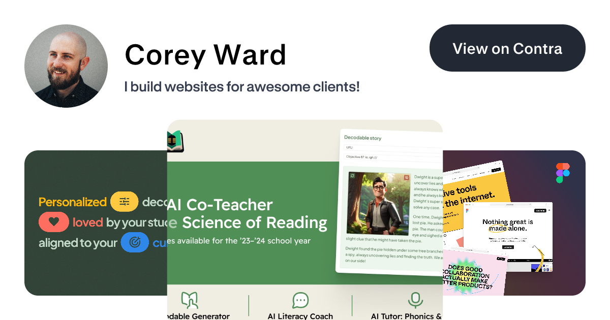 Corey Ward on Contra | I build websites for awesome clients!