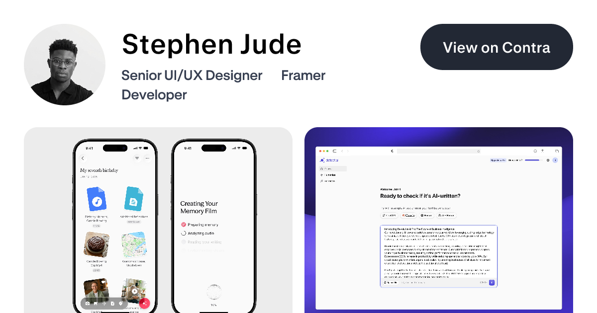 Stephen Jude - Junior UI/UX designer | Contra