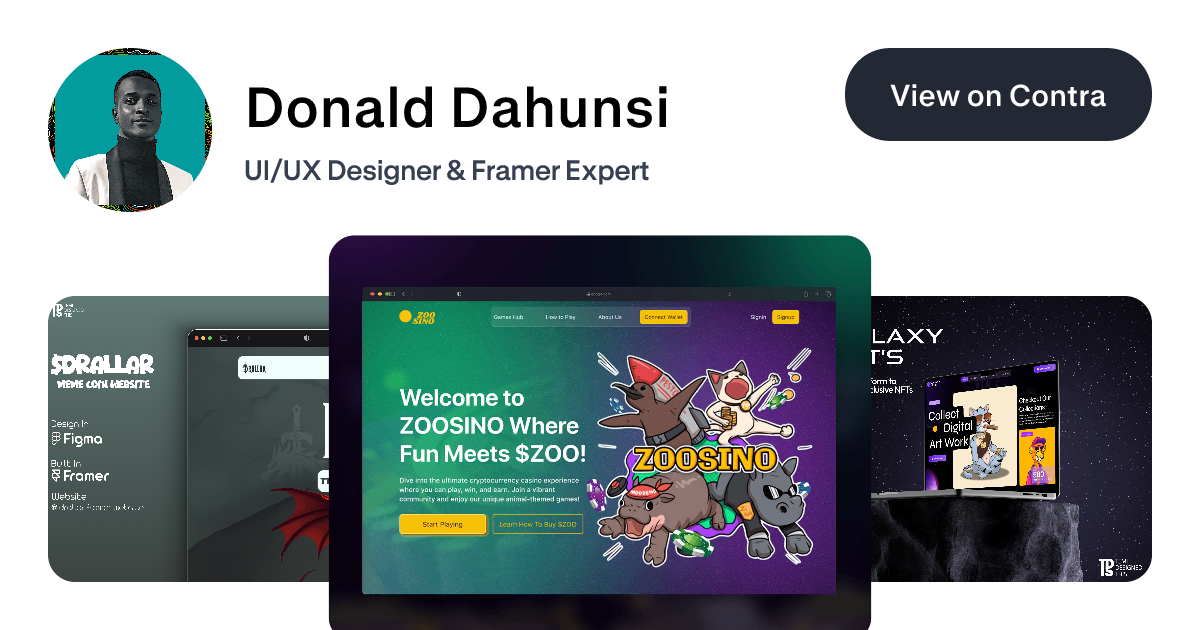 Donald Dahunsi on Contra | UI/UX Designer & Framer Expert