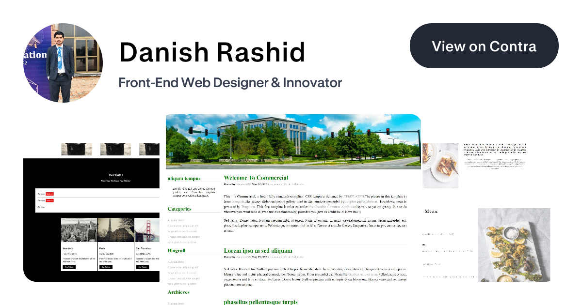 Danish Rashid on Contra | Front-End Web Designer & Innovator