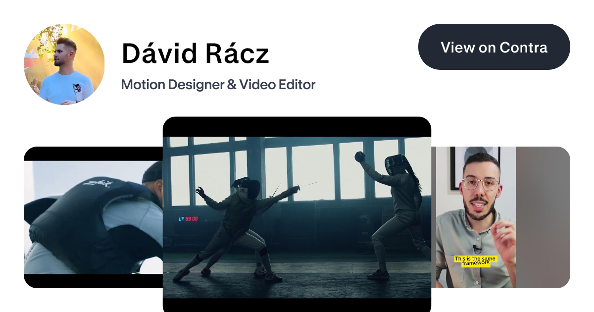 Dávid Rácz on Contra | Motion Designer & Video Editor