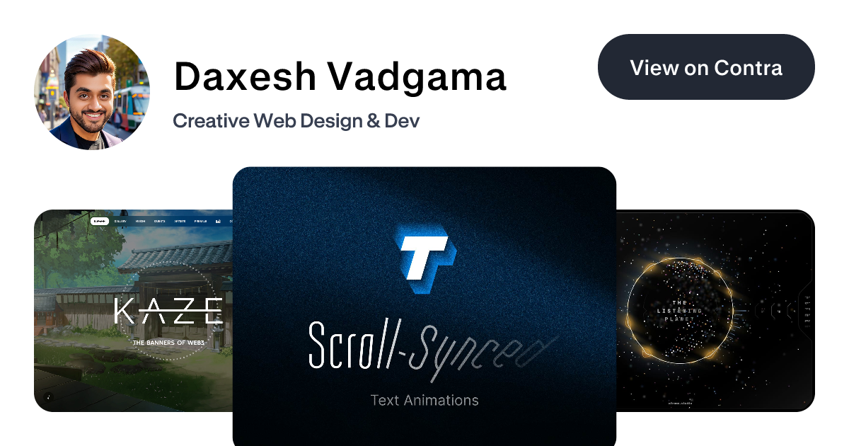 Daxesh Vadgama on Contra | Creative Web Design & Dev