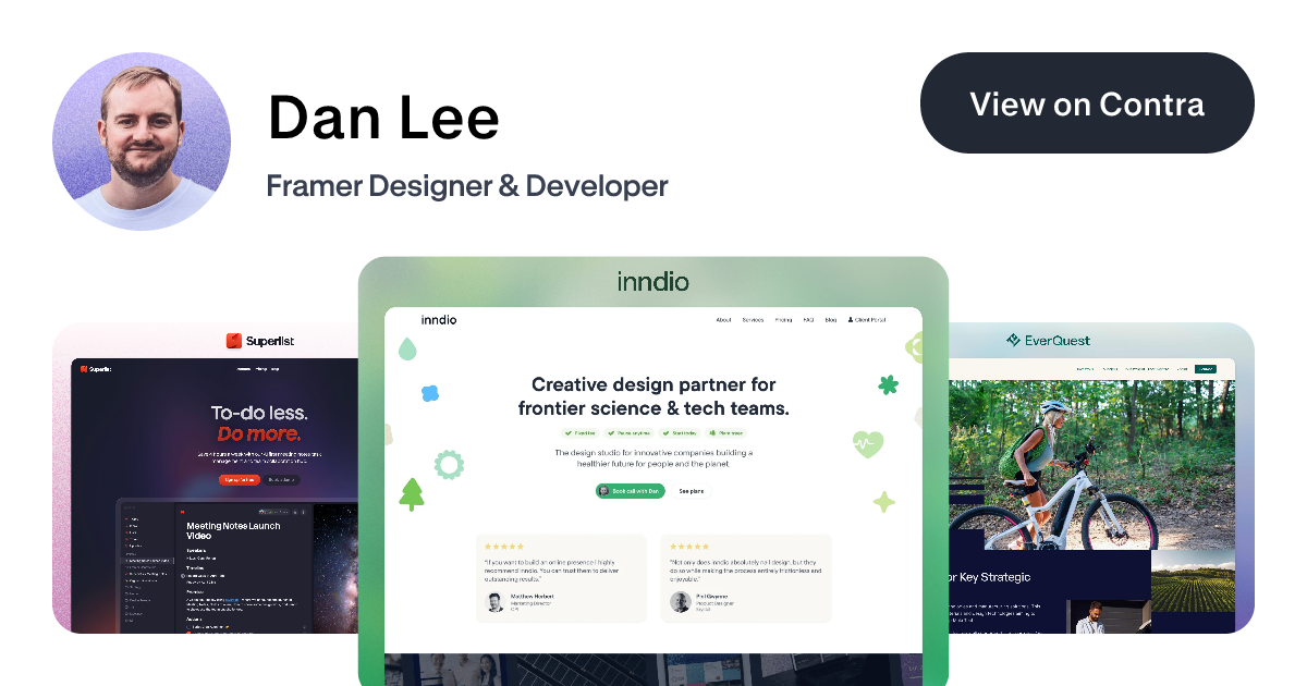 Dan Lee on Contra | Framer Designer & Developer