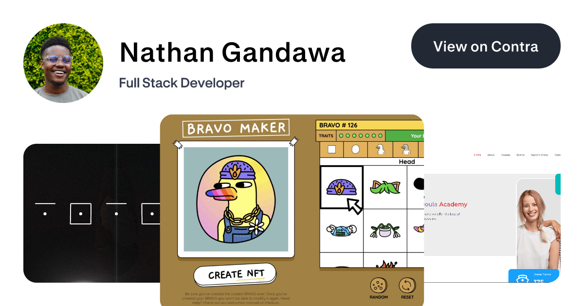 Nathan Gandawa on Contra | Full Stack Developer