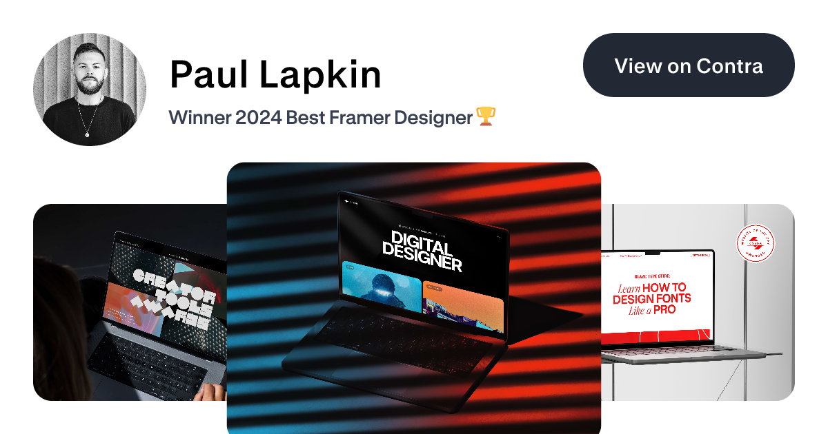 Paul Lapkin on Contra | Winner 2024 Best Framer Designer 🏆