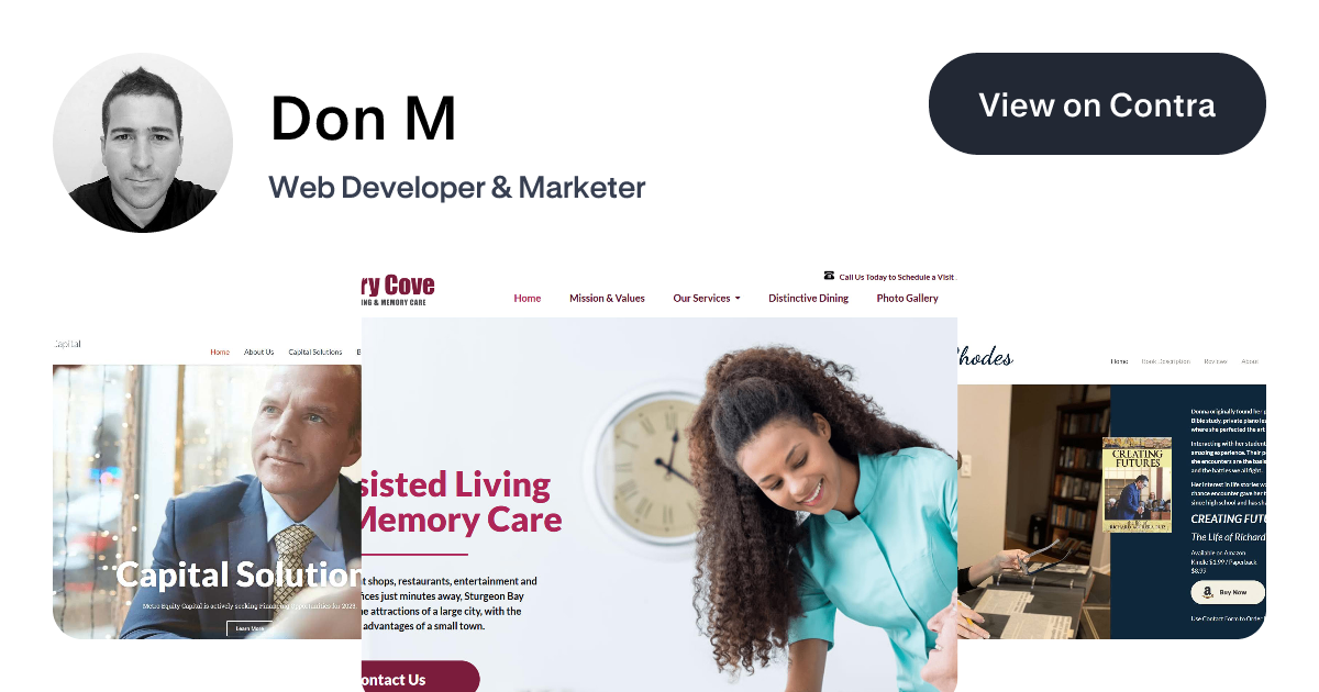 Don M on Contra | Web Developer & Marketer