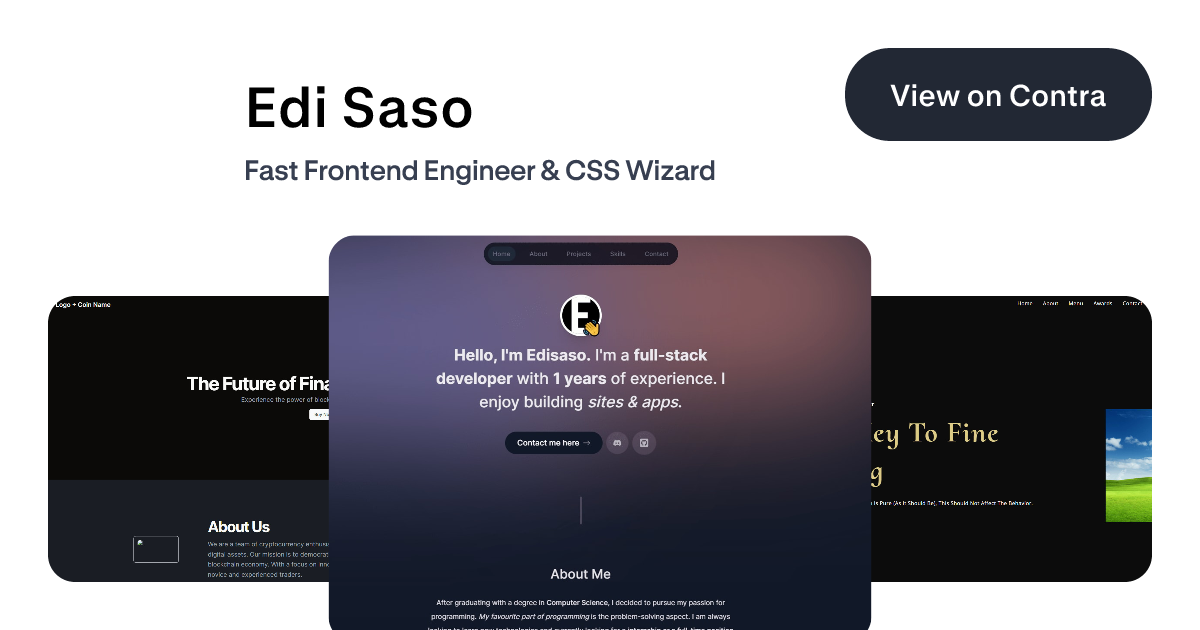 Edi Saso on Contra | Fast Frontend Engineer & CSS Wizard