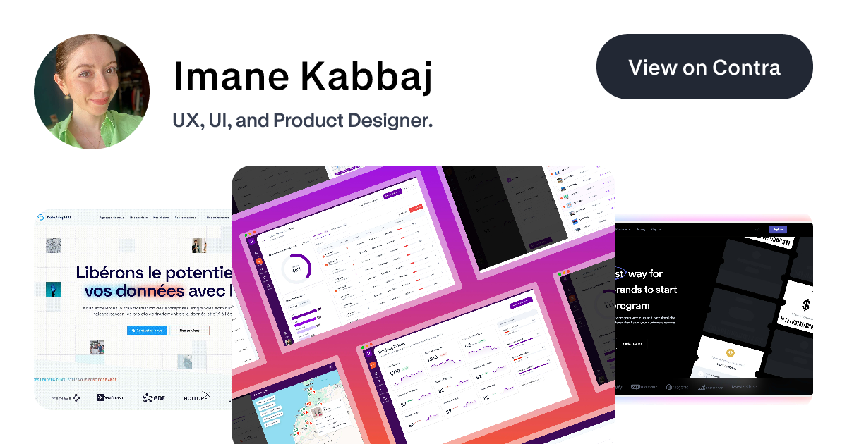 Imane Kabbaj on Contra | UX, UI, and Product Designer.
