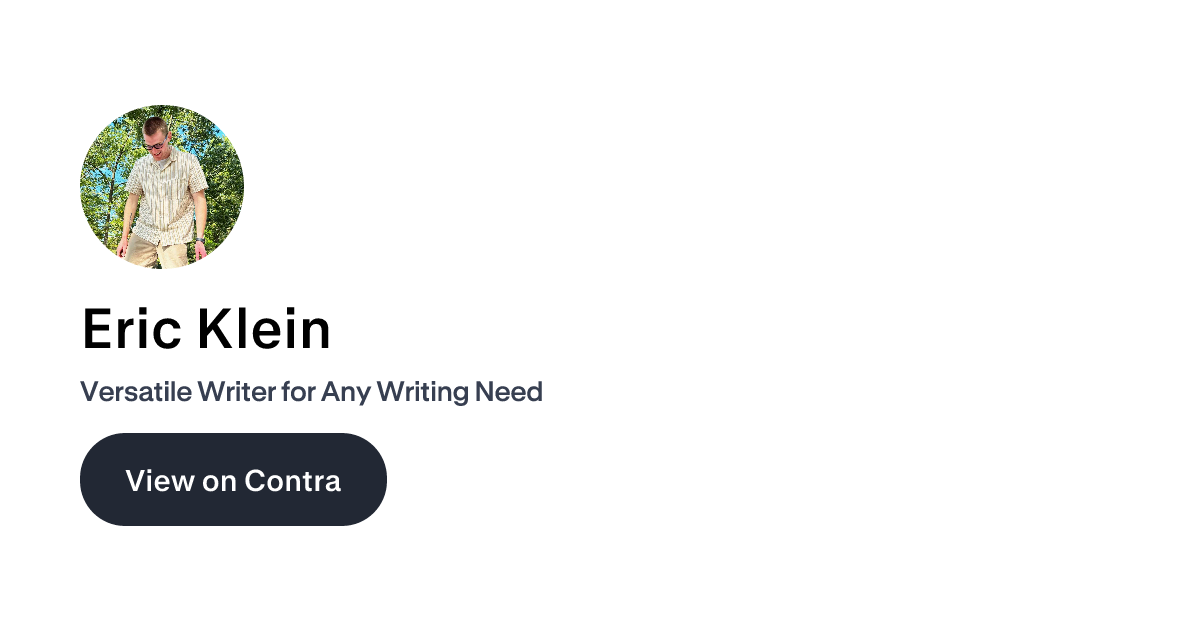 Eric Klein on Contra | Versatile Writer for Any Writing Need