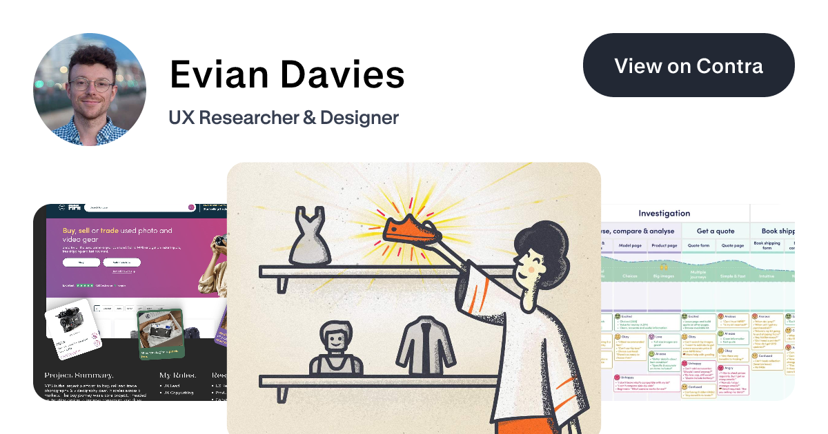 Evian Davies on Contra | UX Researcher & Designer