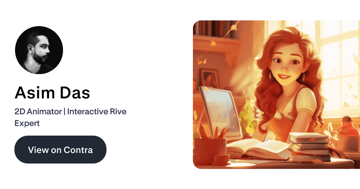 Asim Das on Contra | 2D Animator | Interactive Rive Expert