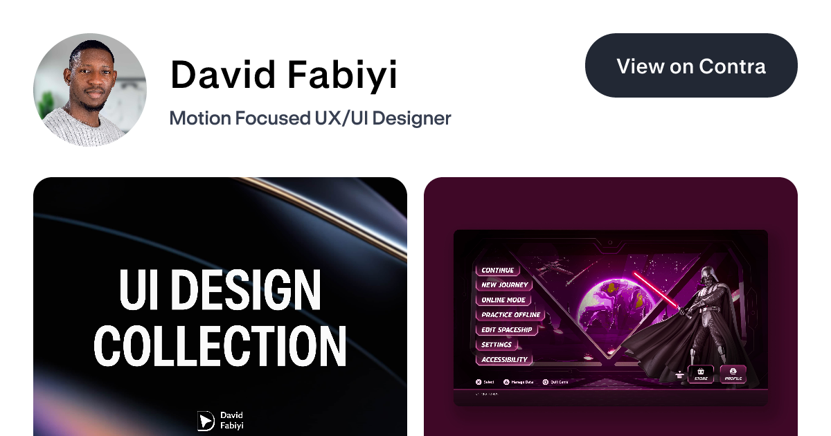 David Fabiyi on Contra | Motion Focused UX/UI Designer