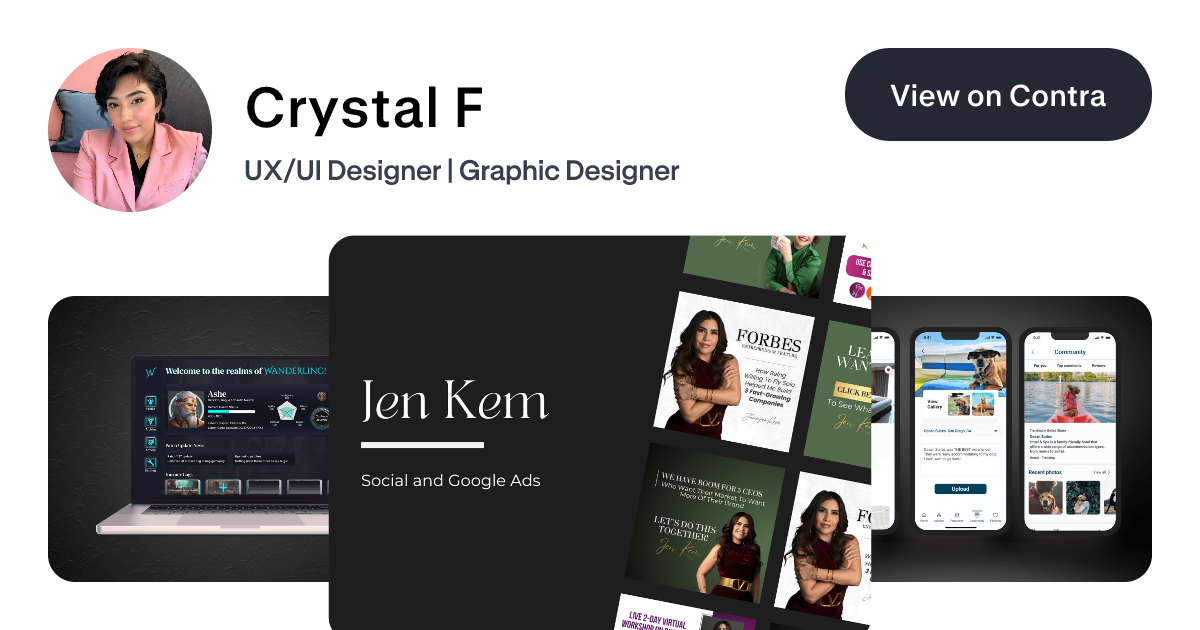 Crystal F on Contra | UX/UI Designer | Graphic Designer