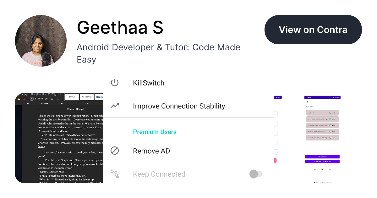 Geethaa S on Contra Geethaa S on Contra