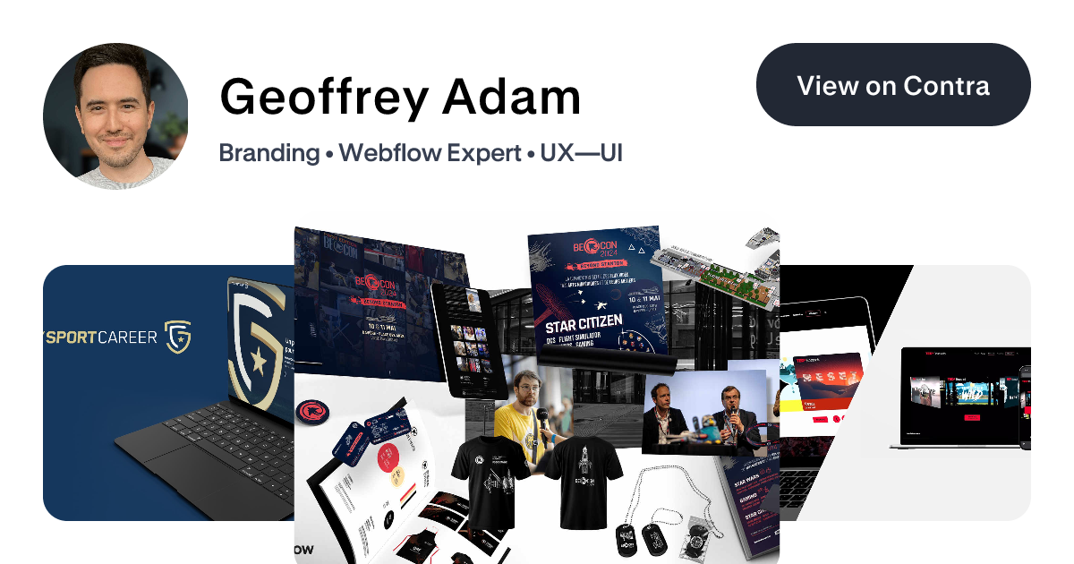 Geoffrey Adam on Contra | Branding • Webflow Expert • UX—UI