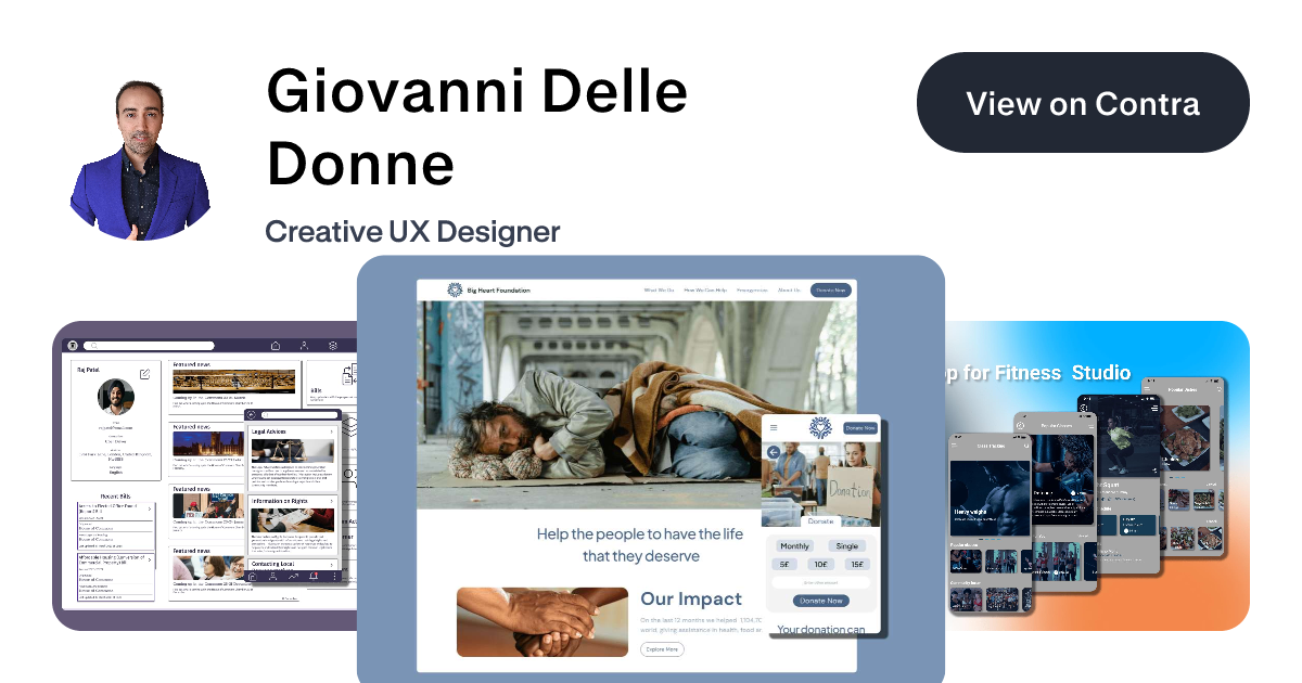 Giovanni Delle Donne on Contra | Creative UX Designer