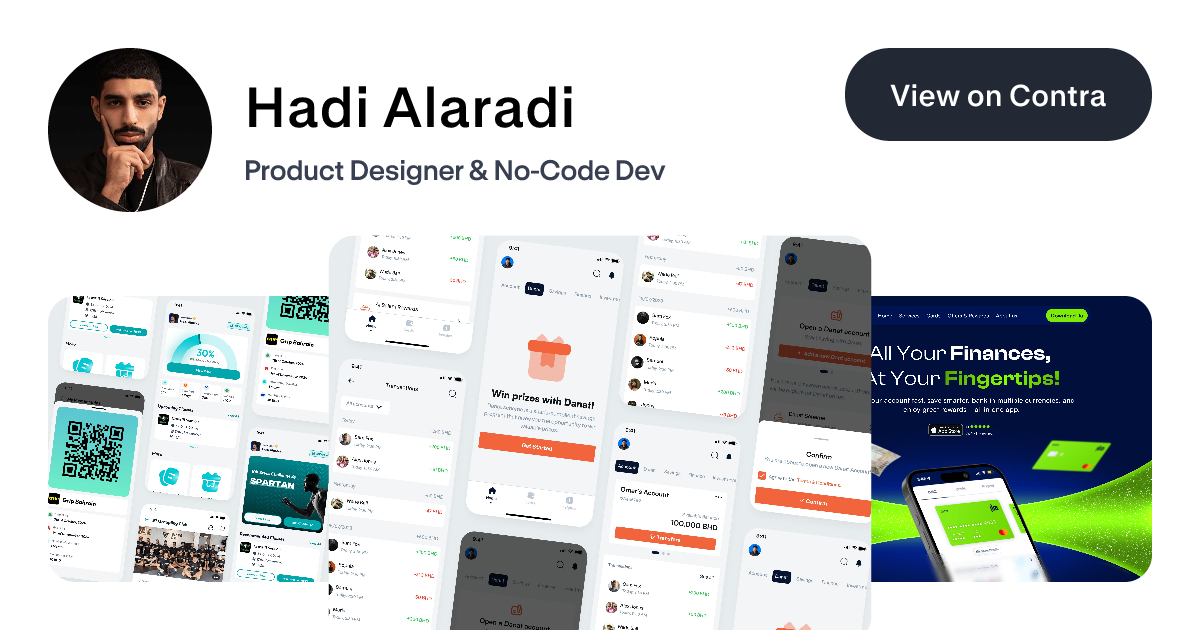 Hadi Alaradi on Contra | Product Designer & No-Code Dev