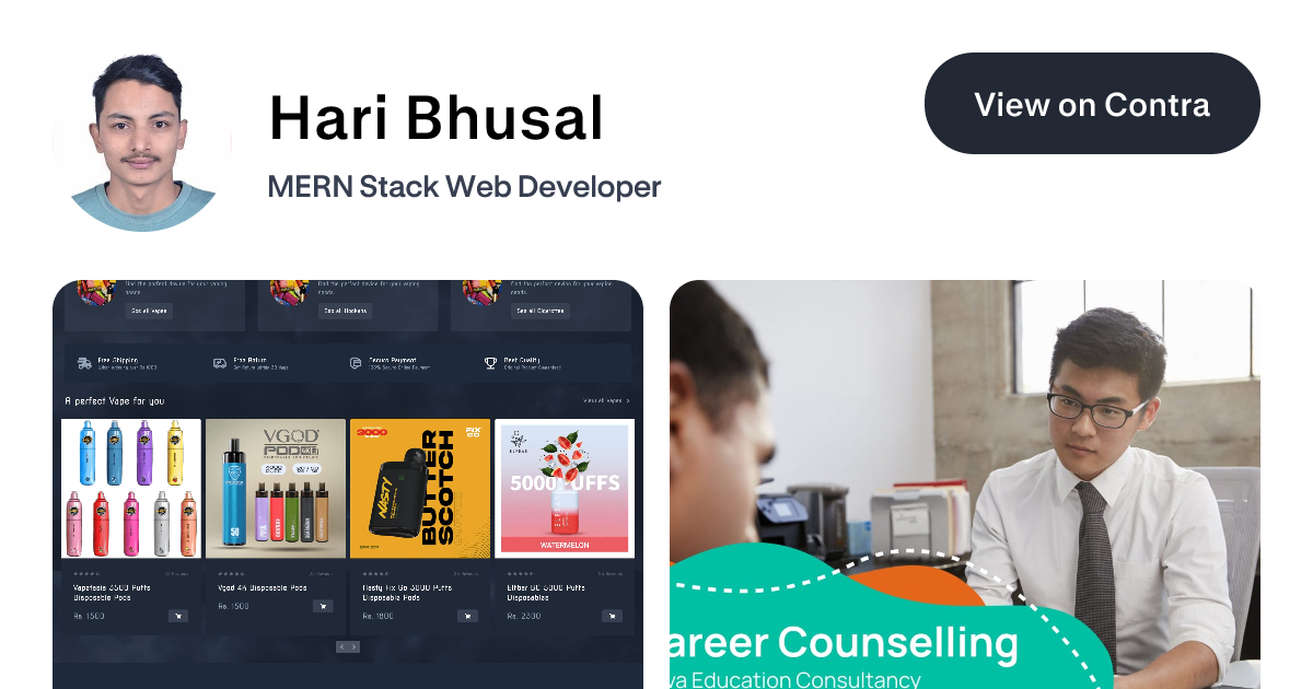 Hari Bhusal on Contra | MERN Stack Web Developer