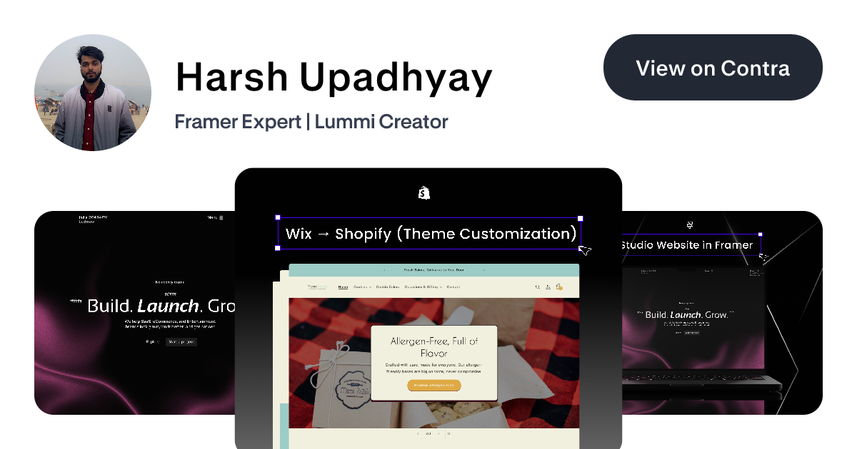 Harsh Upadhyay on Contra | Framer Expert | Lummi Creator