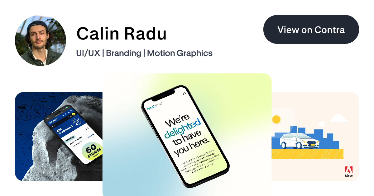 Calin Radu on Contra | UI/UX | Branding | Motion Graphics