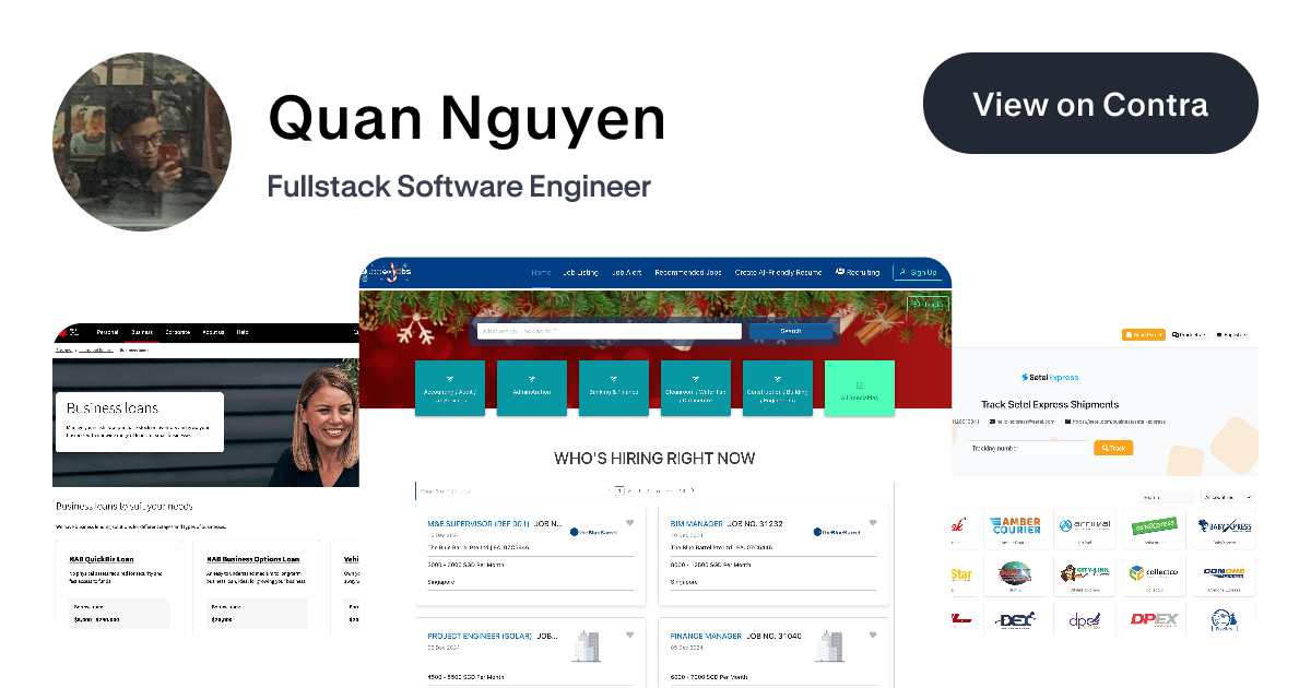 Quan Nguyen on Contra | Fullstack Software Engineer