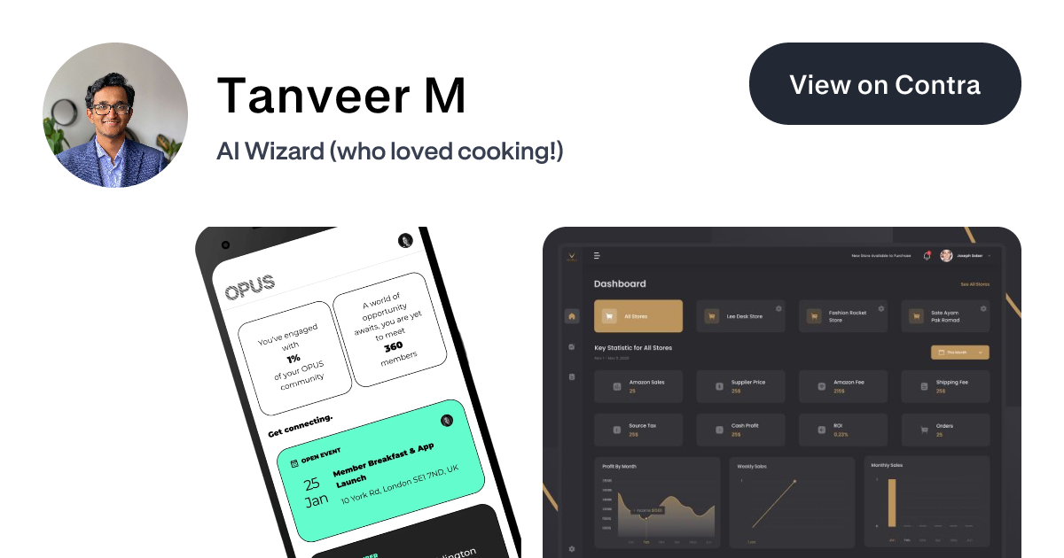 Tanveer M on Contra | AI Wizard (who loved cooking!)