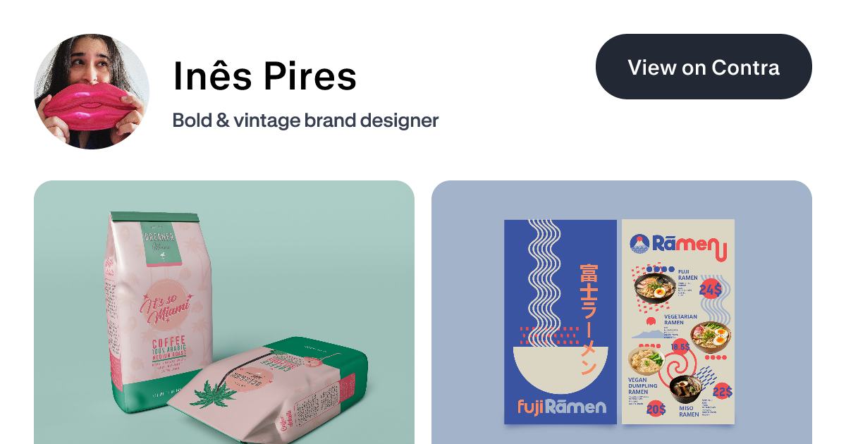 Inês Pires on Contra | Bold & vintage brand designer