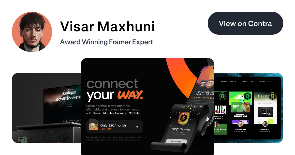 Visar Maxhuni on Contra | Award Winning Framer Expert