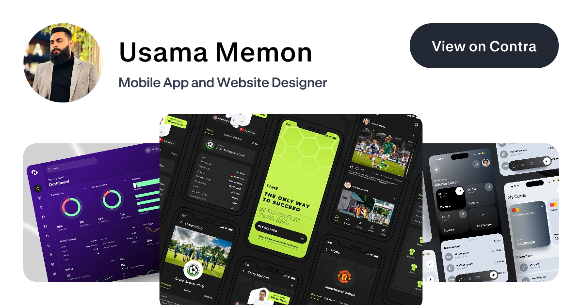 Usama Memon on Contra | Mobile App and Website Designer