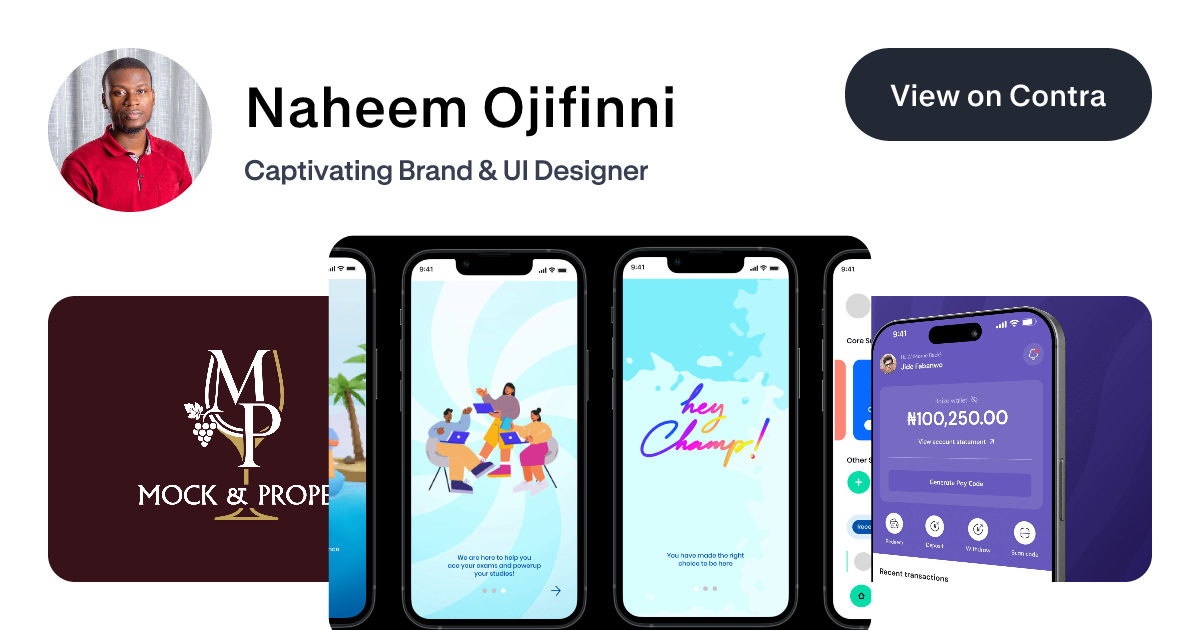 Naheem Ojifinni on Contra | Captivating Brand & UI Designer